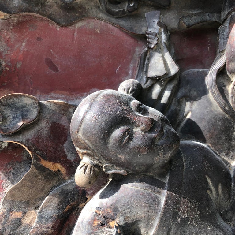 Chinese Massive Antique "Eight Immortal Gods" Hand Carved Lintel ...