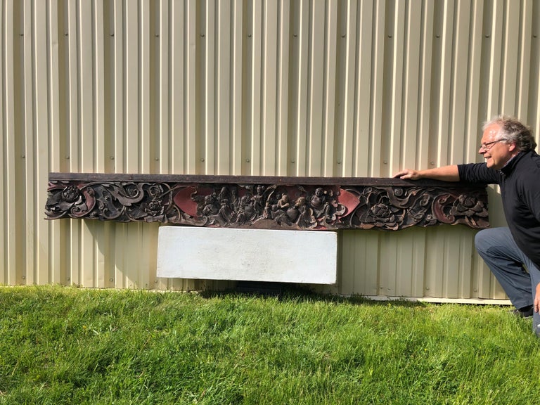 Chinese Massive Antique "Eight Immortal Gods" Hand Carved Lintel ...