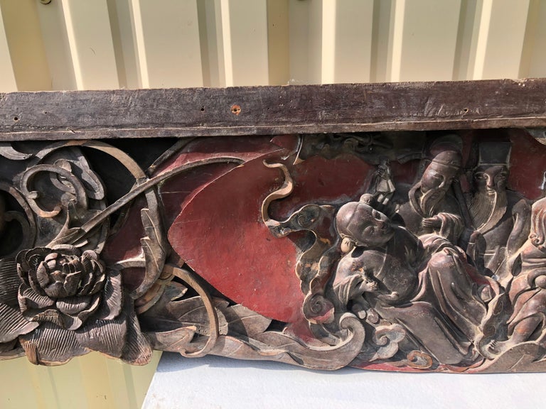Chinese Massive Antique "Eight Immortal Gods" Hand Carved Lintel ...