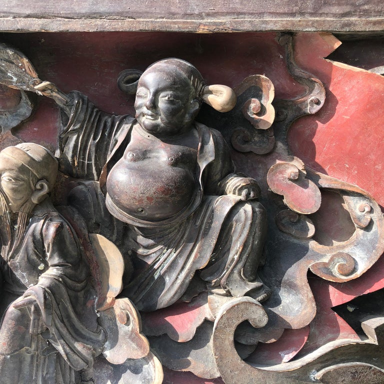 Chinese Massive Antique "Eight Immortal Gods" Hand Carved Lintel ...