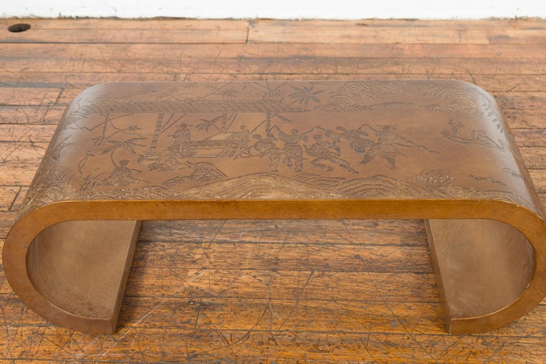 Chinese Midcentury Waterfall Scroll Table with Reserved Court Scenes ...
