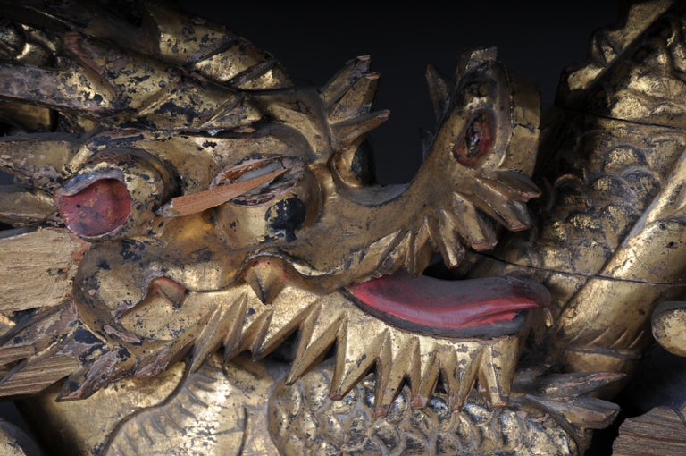 Chinese Ming Dragon, Wall Decoration/Supraporte, Gilded Wood For Sale ...