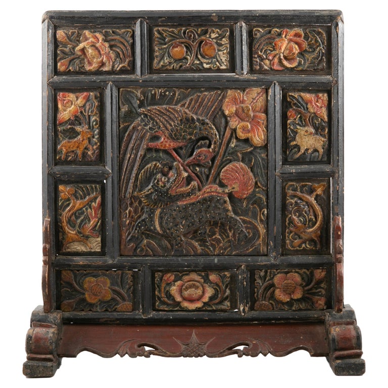 Chinese Ming Dynasty Carved Table Screen For Sale at 1stDibs