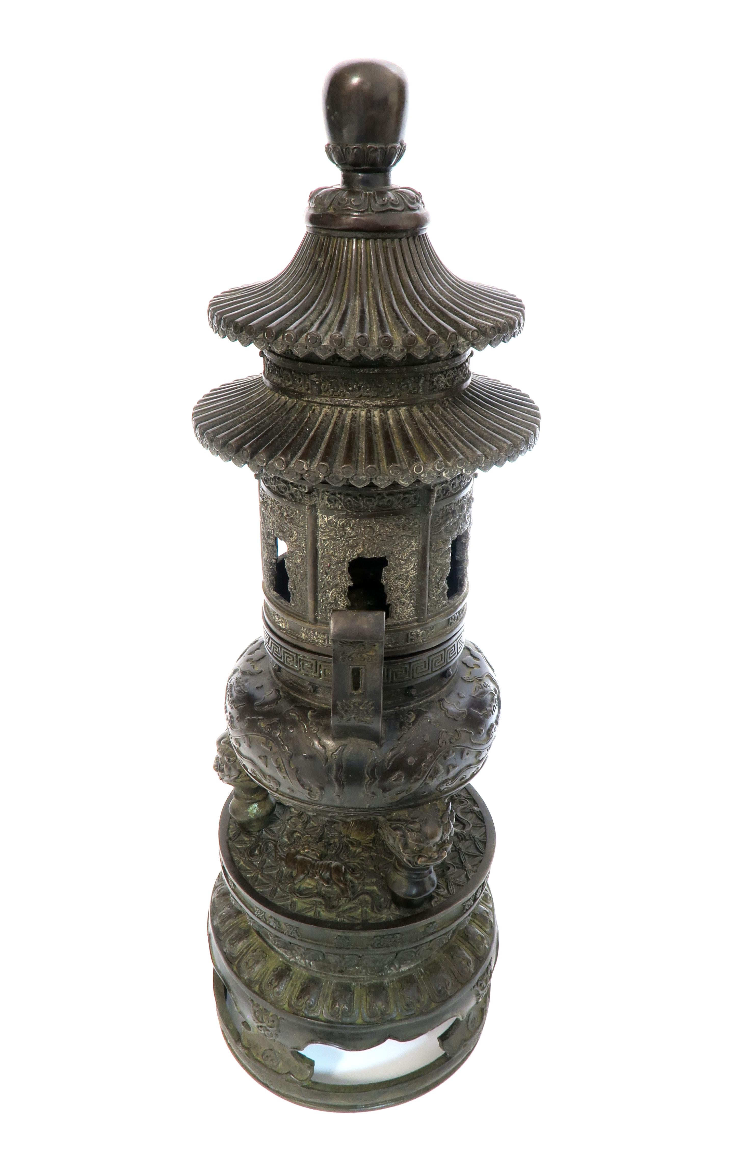 Chinese Ming Dynasty Patinated Bronze Incense Burner For Sale at 1stDibs