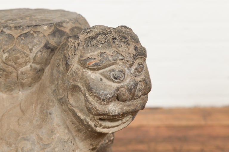 Chinese Ming Dynasty Period Male Foo Dog Guardian Lion Hand-Carved ...