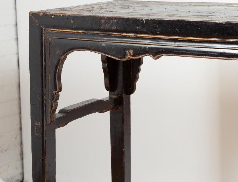 Chinese Ming Dynasty Style Black Lacquered Console Table with Original ...