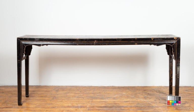 Chinese Ming Dynasty Style Black Lacquered Console Table with Original ...