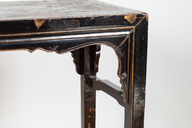 Chinese Ming Dynasty Style Black Lacquered Console Table with Original ...