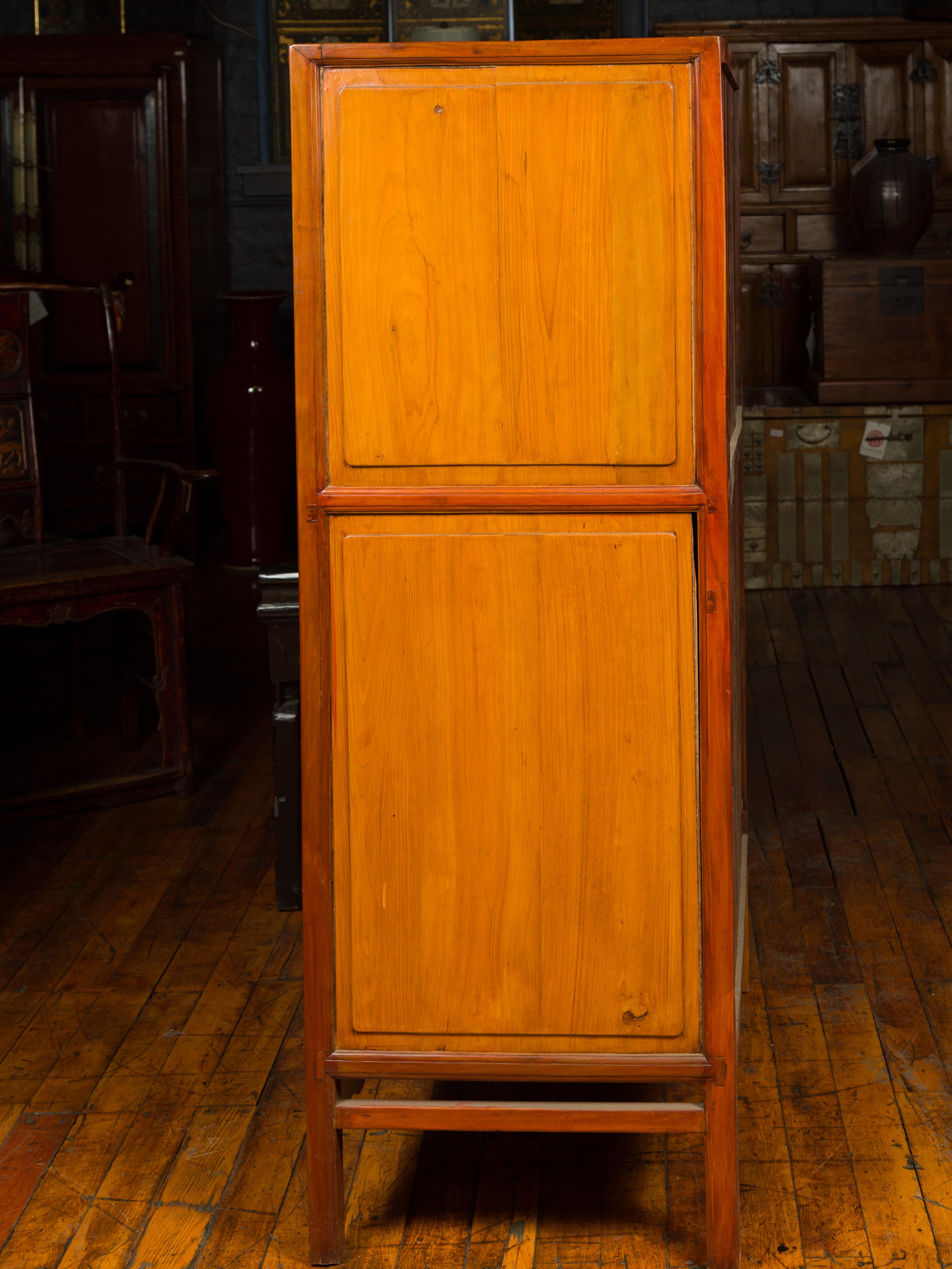 Chinese Ming Dynasty Style Cabinet with Doors, Drawers and Gilt Carved ...
