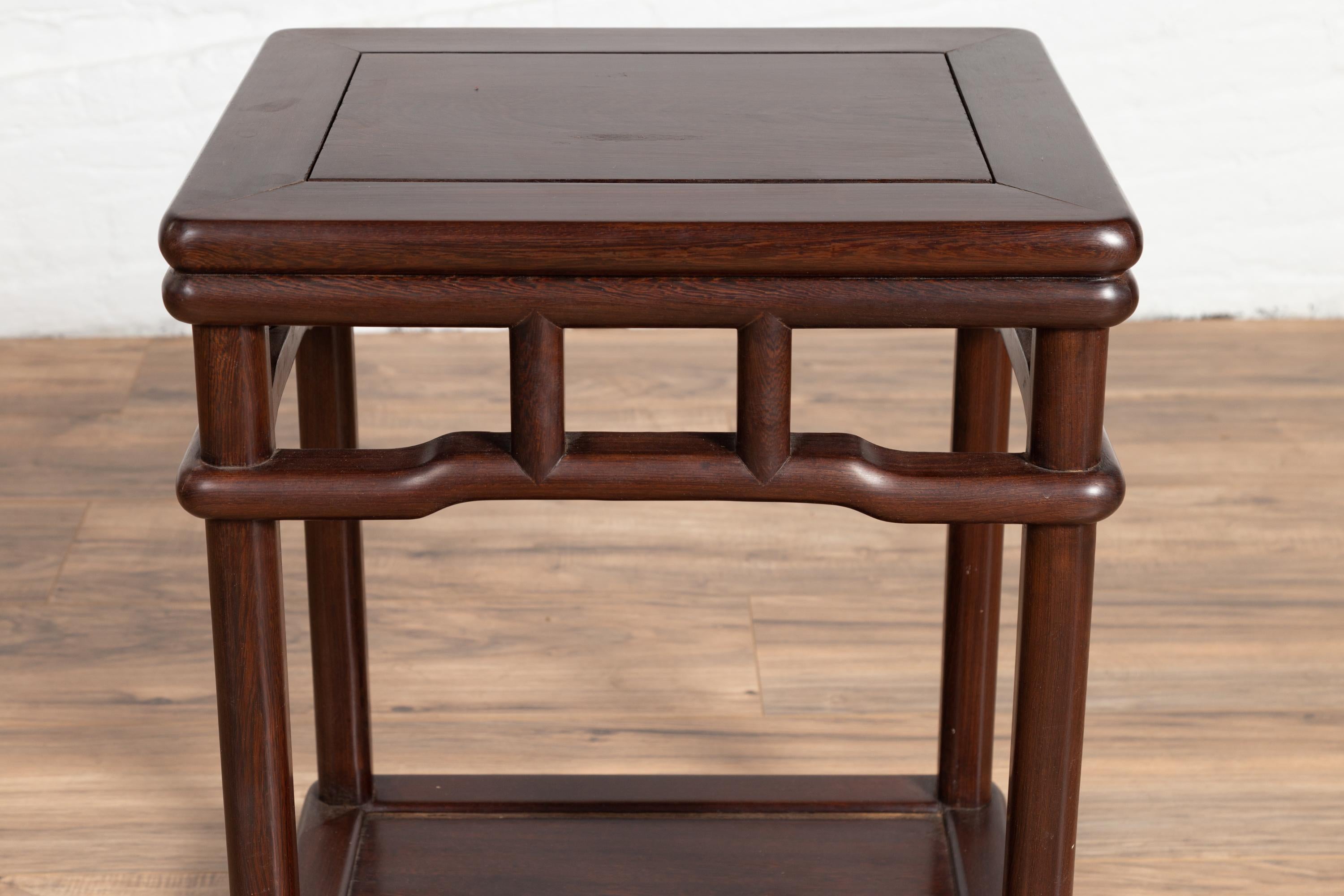 Chinese Ming Style Accent Side Table with Dark Wood Patina and Humpback ...