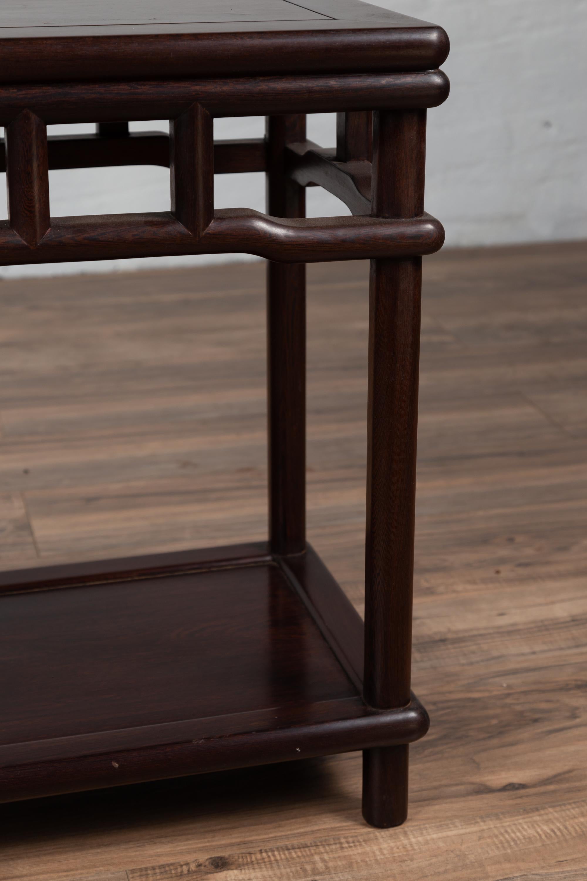 Chinese Ming Style Accent Side Table with Dark Wood Patina and Humpback ...