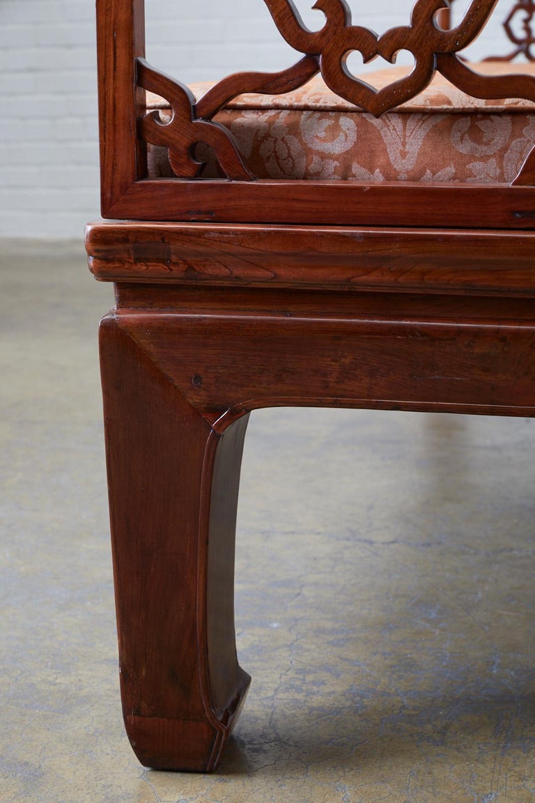 Chinese Ming Style Carved Daybed with Grasscloth at 1stDibs