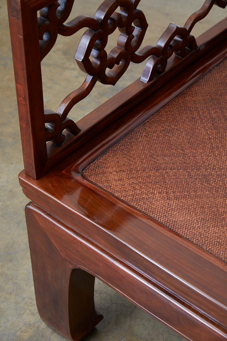 Chinese Ming Style Carved Daybed with Grasscloth at 1stDibs