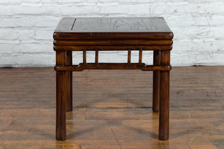 Chinese Ming Style Early 20th Century Brown Drink Table with Pillar ...