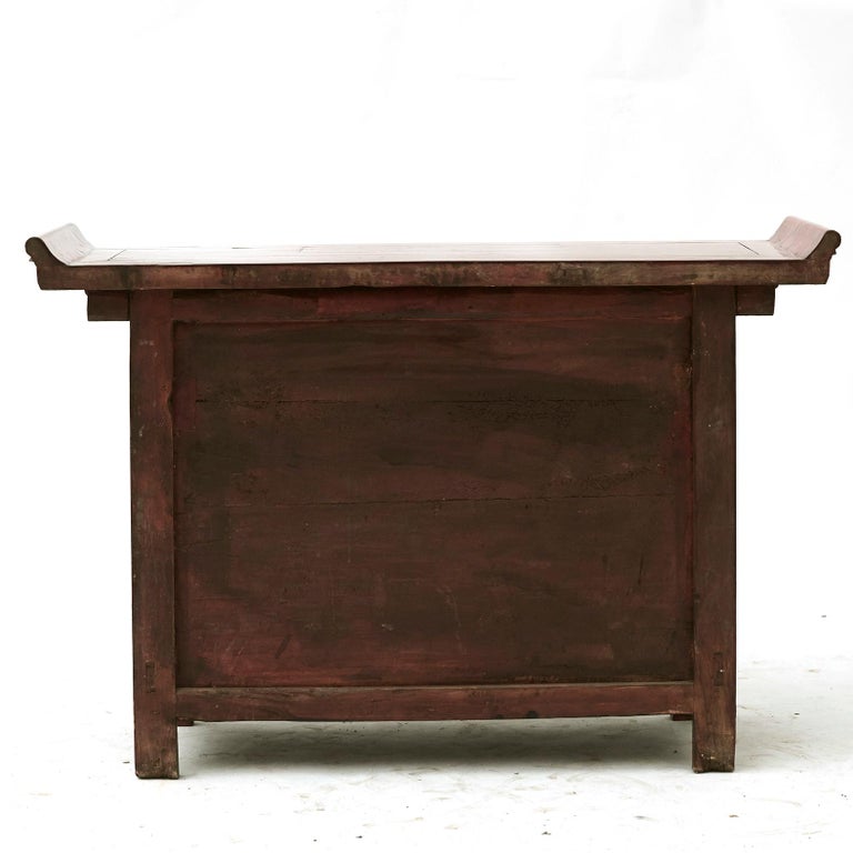 Chinese Ming Style Red Lacquer Altar Cabinet For Sale at 1stDibs