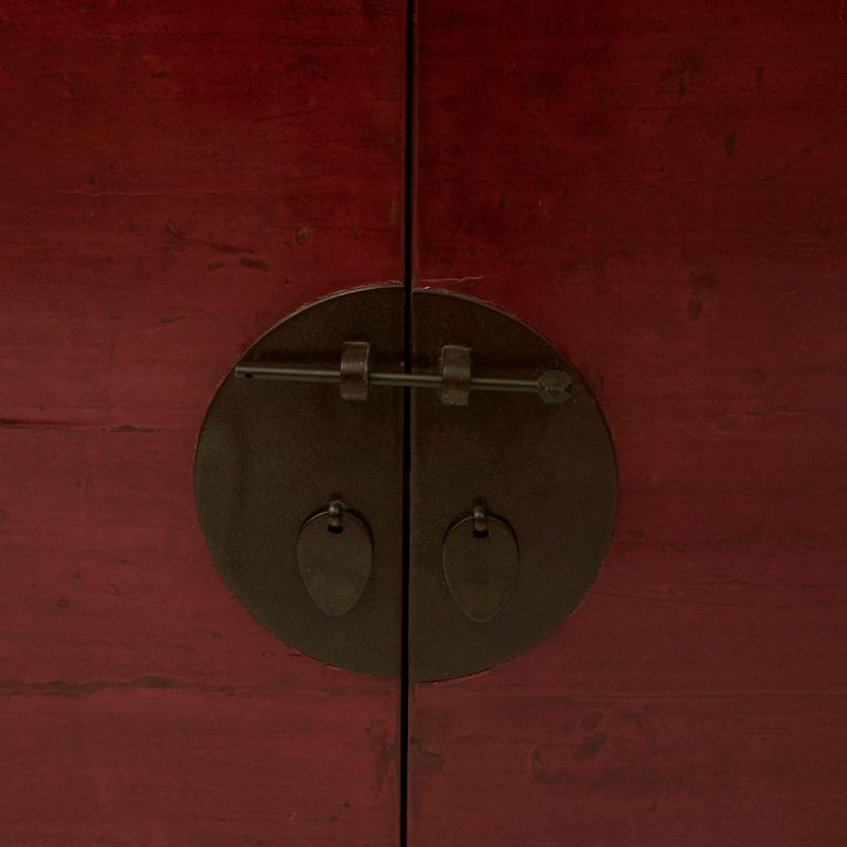 Chinese Ming Style Red Lacquer Altar Cabinet For Sale at 1stDibs