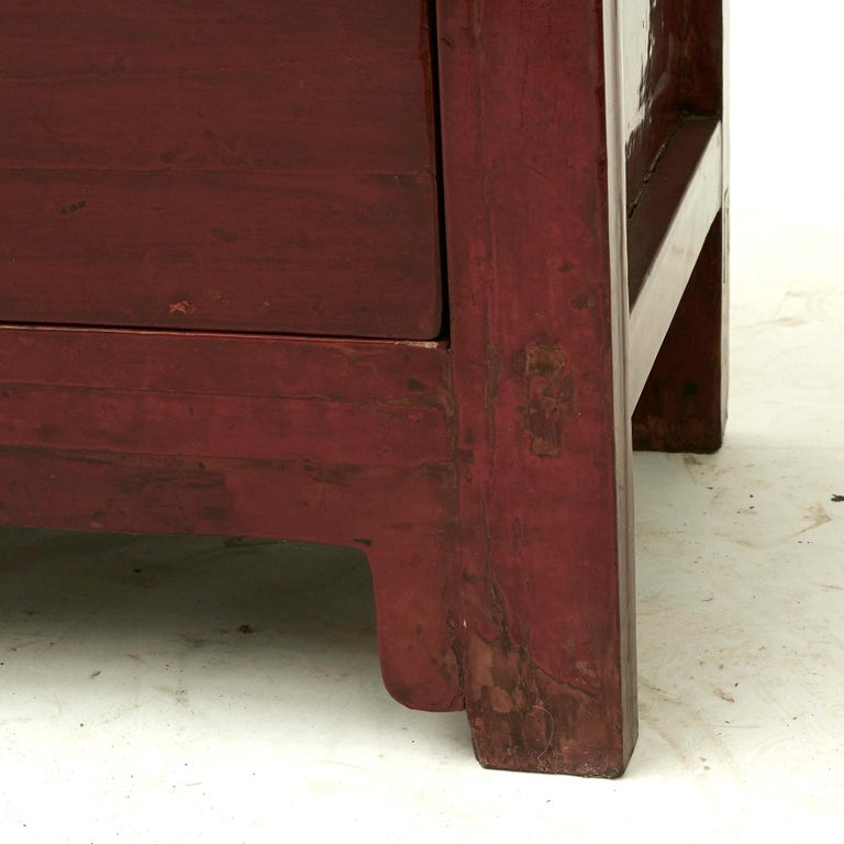 Chinese Ming Style Red Lacquer Altar Cabinet For Sale at 1stDibs