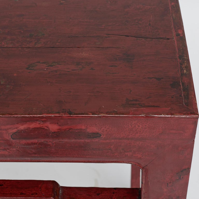 Chinese Ming Style Red Lacquer Console Table For Sale at 1stDibs