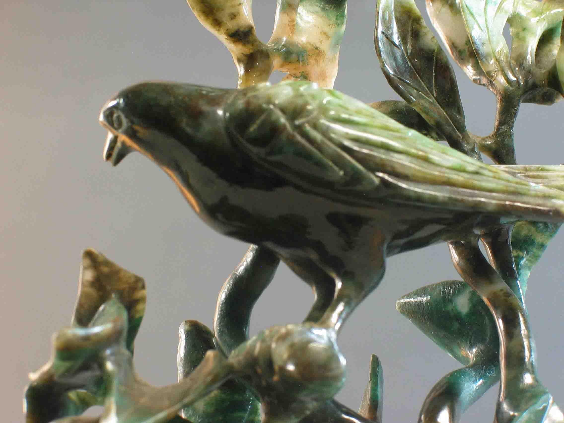 Chinese Mottled Green Jade Bird Grouping at 1stDibs