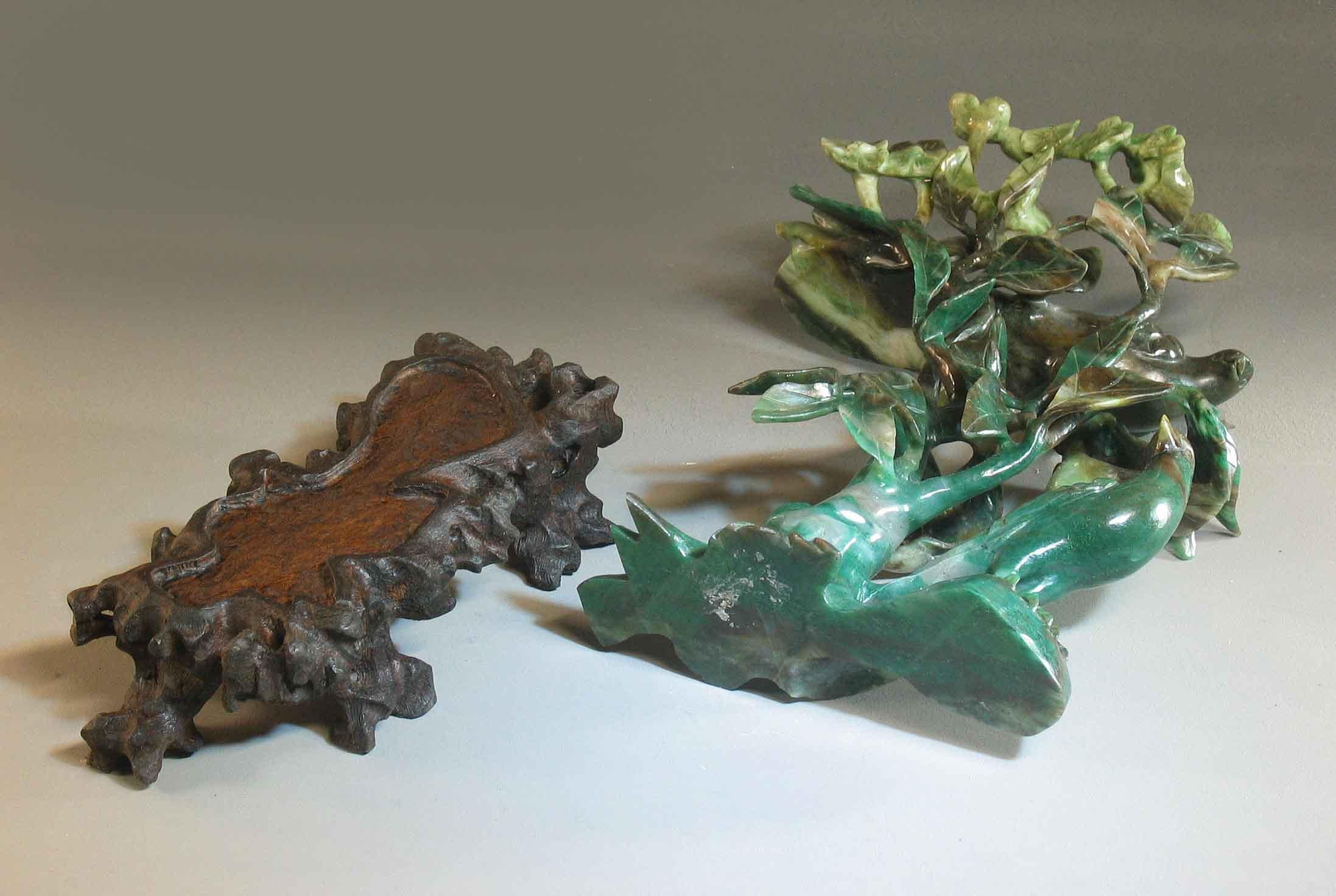 Chinese Mottled Green Jade Bird Grouping at 1stDibs