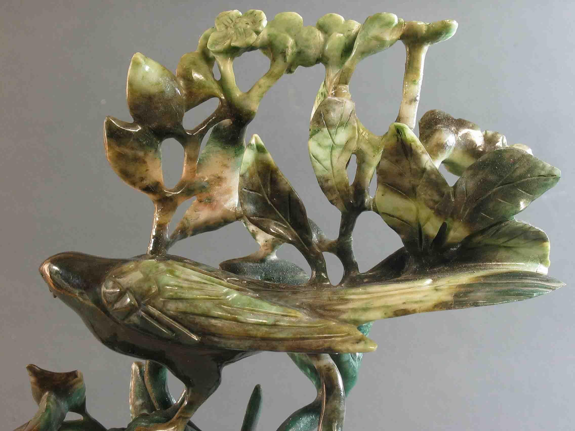 Chinese Mottled Green Jade Bird Grouping at 1stDibs