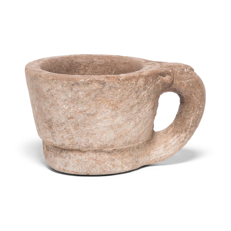 Chinese Mythical Dragon Stone Mortar For Sale at 1stDibs