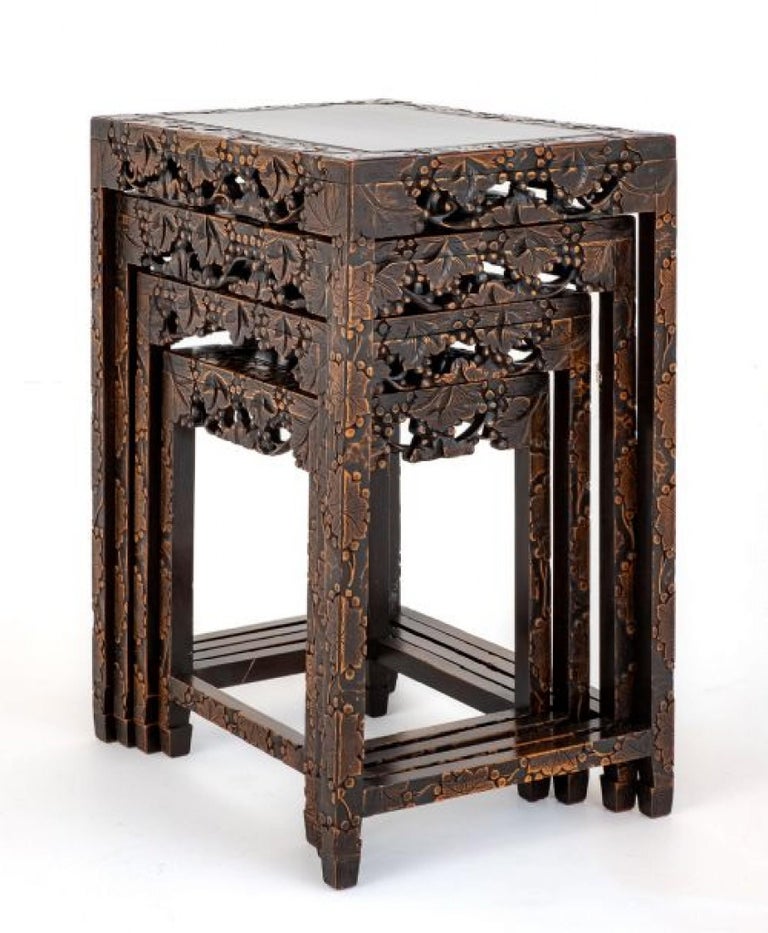 Chinese Nest Tables Hardwood Antique Quartetto For Sale at 1stDibs
