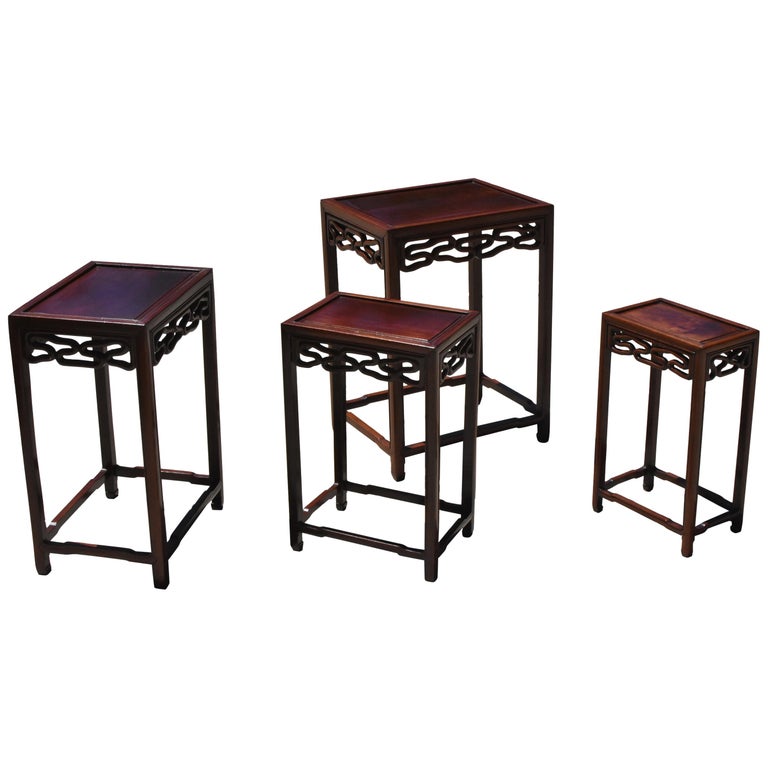 Chinese Nesting Tables Set of 4 Ming Hua Li Wood For Sale at 1stDibs