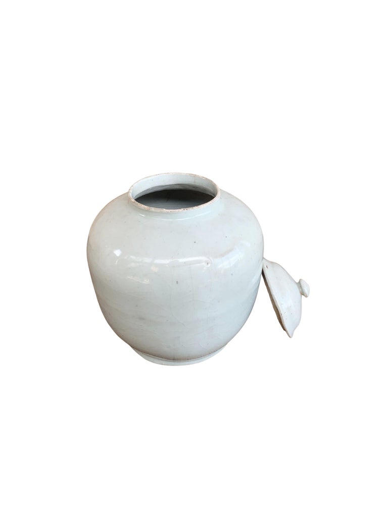 Chinese Off-White Ceramic Ginger Jar For Sale at 1stDibs