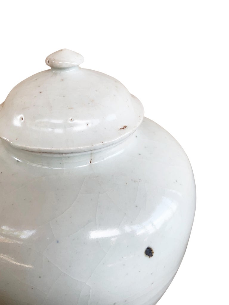 Chinese Off-White Ceramic Ginger Jar For Sale at 1stDibs