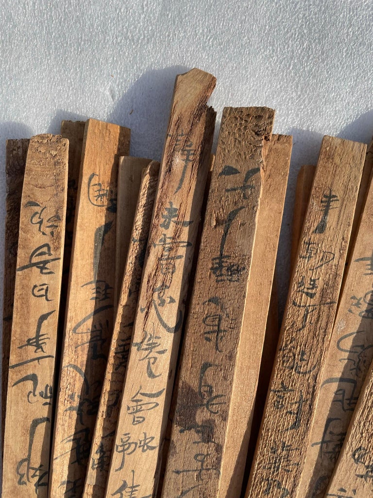 Chinese Old Bamboo Slips with Calligraphy Jiandu, 59 Piece Collection ...