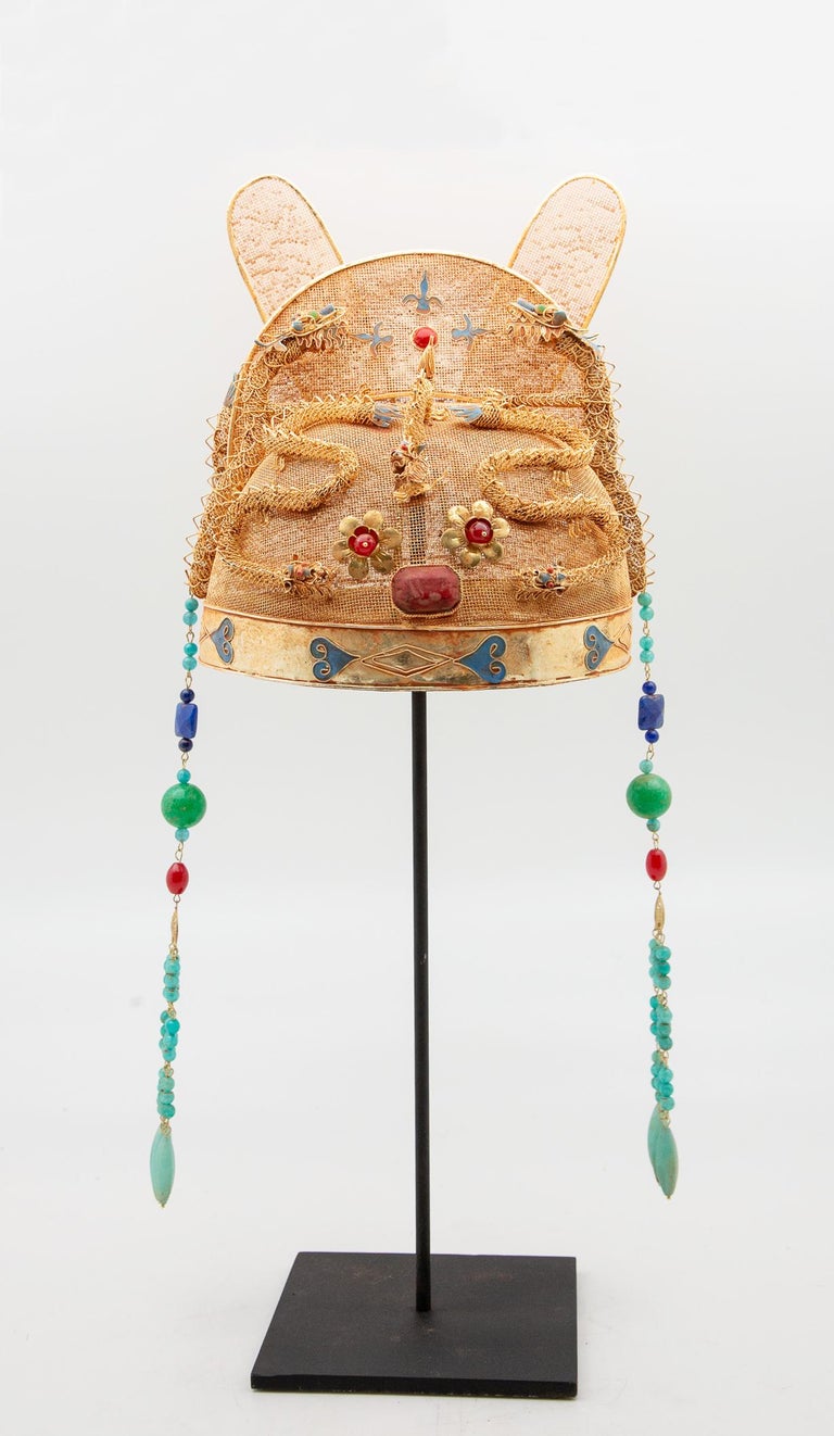Chinese Opera Theatre Headdress, Ears and Dragons at 1stDibs