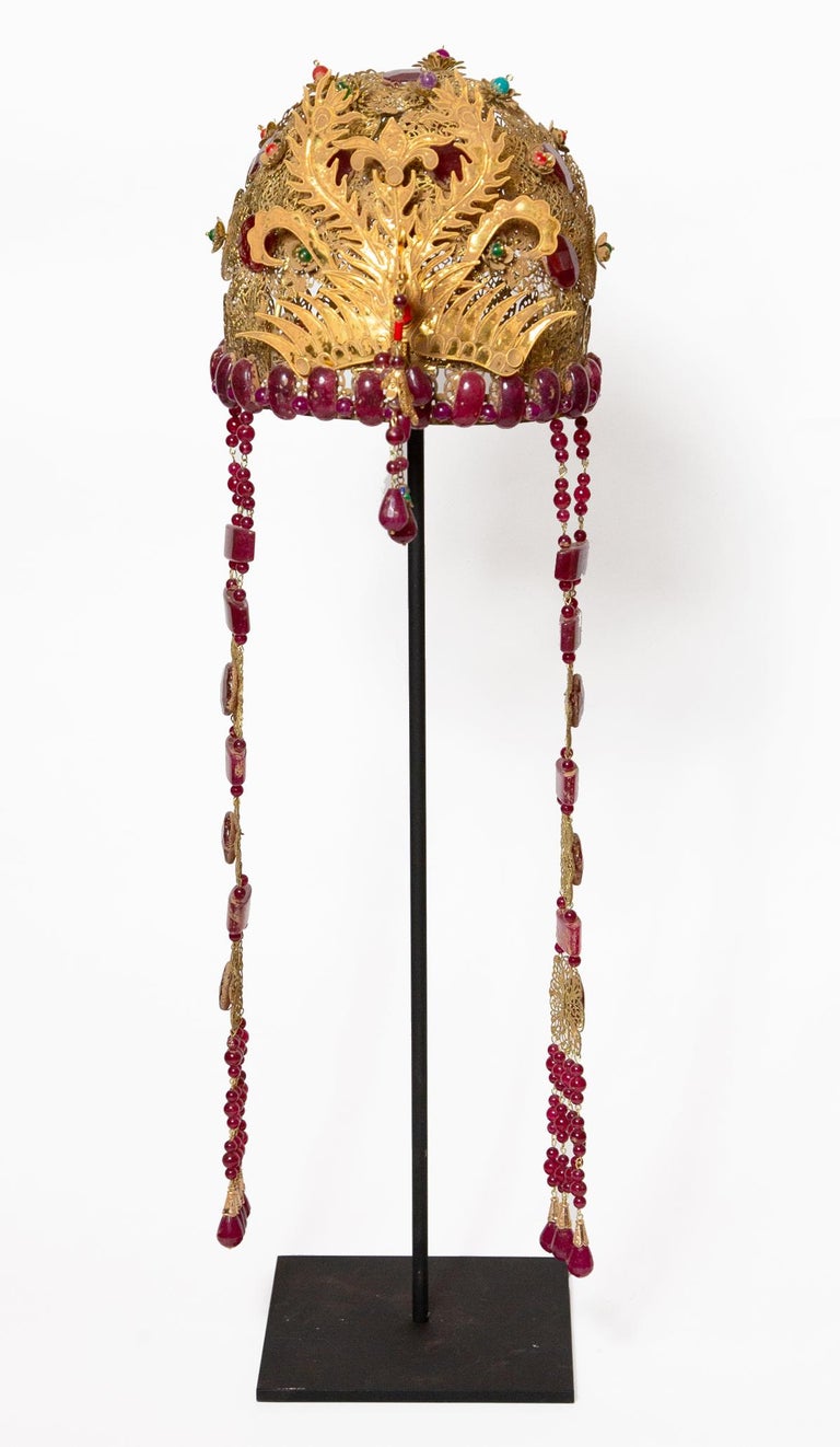 Chinese Opera Theatre Headdress, Ruby Stone at 1stDibs