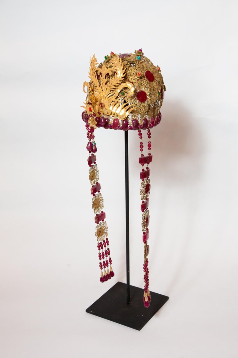 Chinese Opera Theatre Headdress, Ruby Stone at 1stDibs