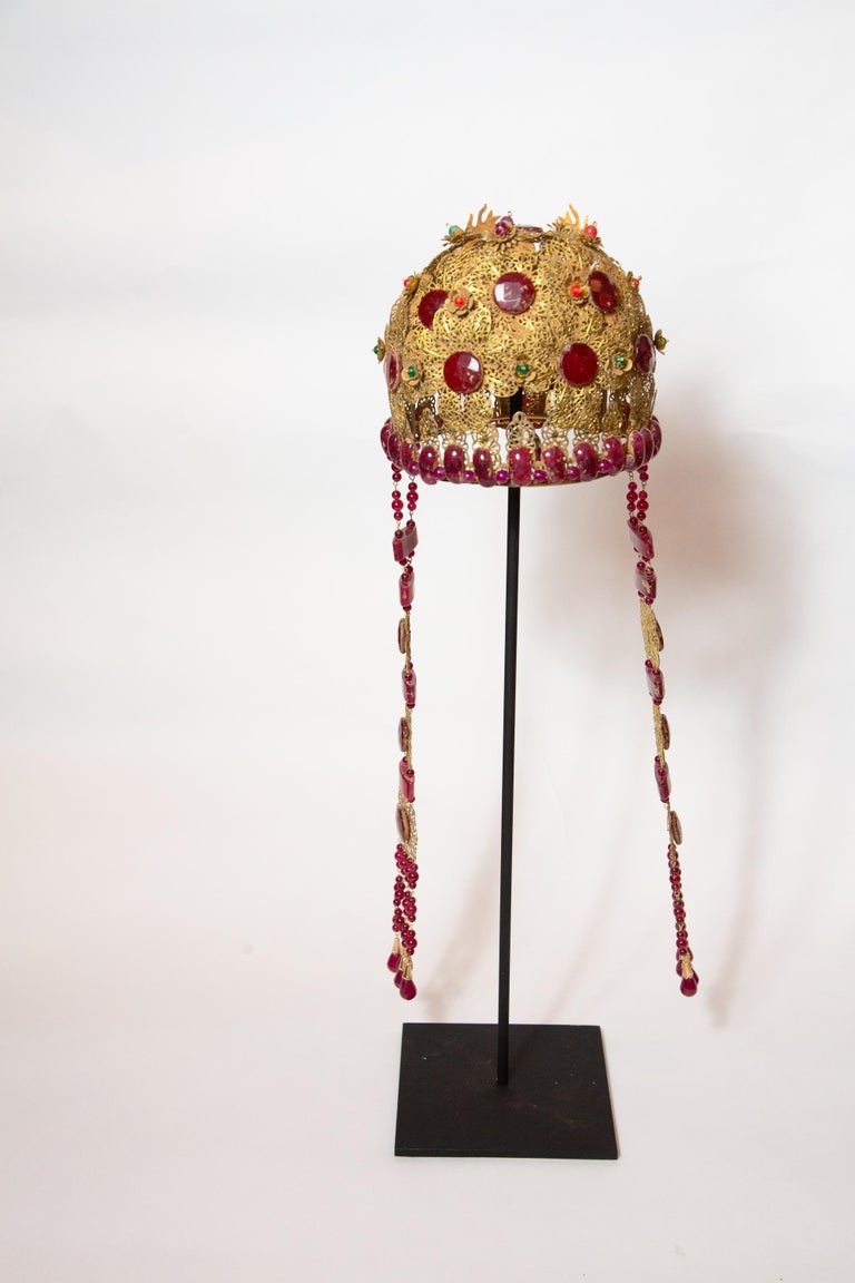 Chinese Opera Theatre Headdress, Ruby Stone at 1stDibs