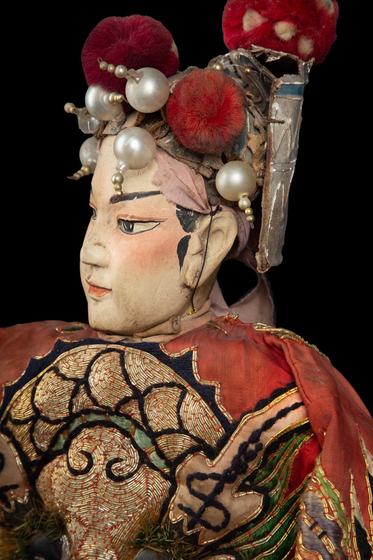 Chinese Opera Theatre Marionette, Red Silk Robe, Pink Pom Poms For Sale ...