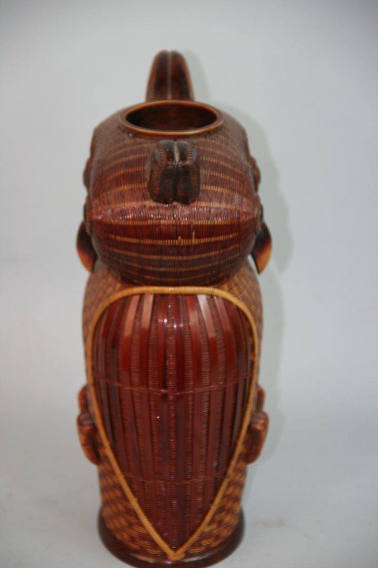 Chinese. Owl Vase, Wicker over Ceramic, Two Sided, 1960's For Sale at ...
