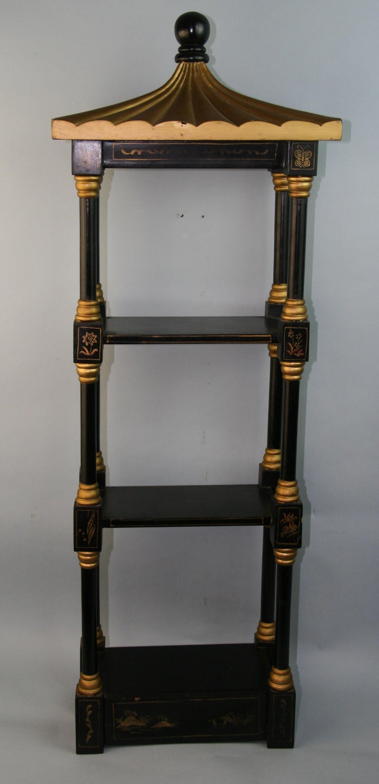 Chinese Pagoda Three-Tier Wall Shelf For Sale at 1stDibs