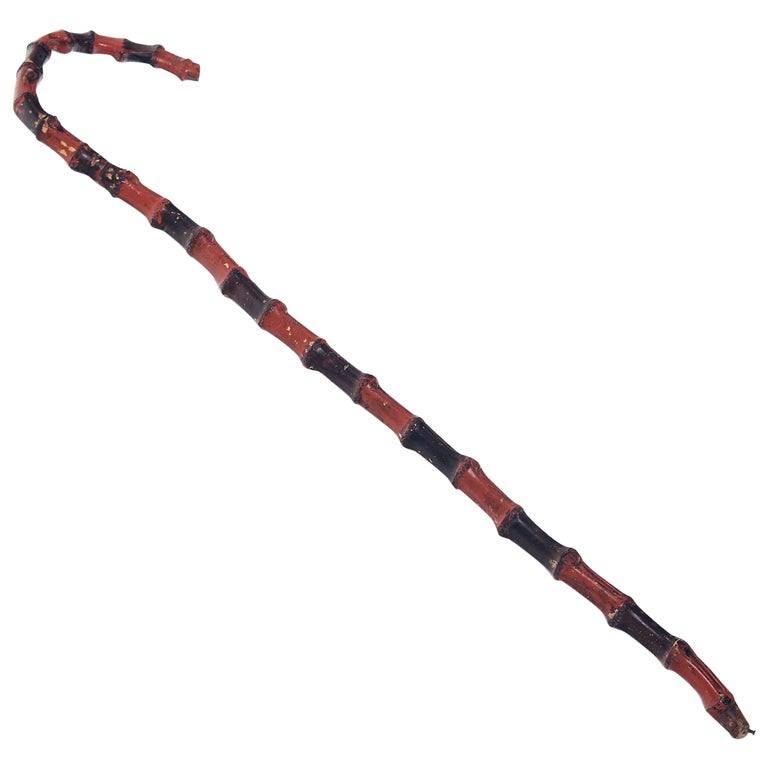 Chinese Painted Bamboo Walking Stick, c. 1850 For Sale at 1stDibs
