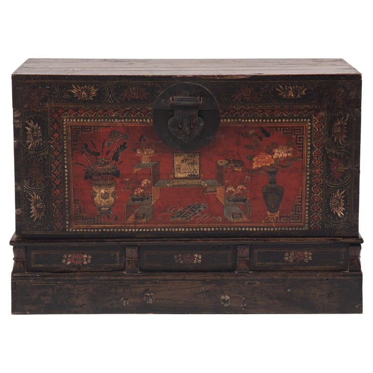 Chinese Painted Book Chest, c. 1850 at 1stDibs