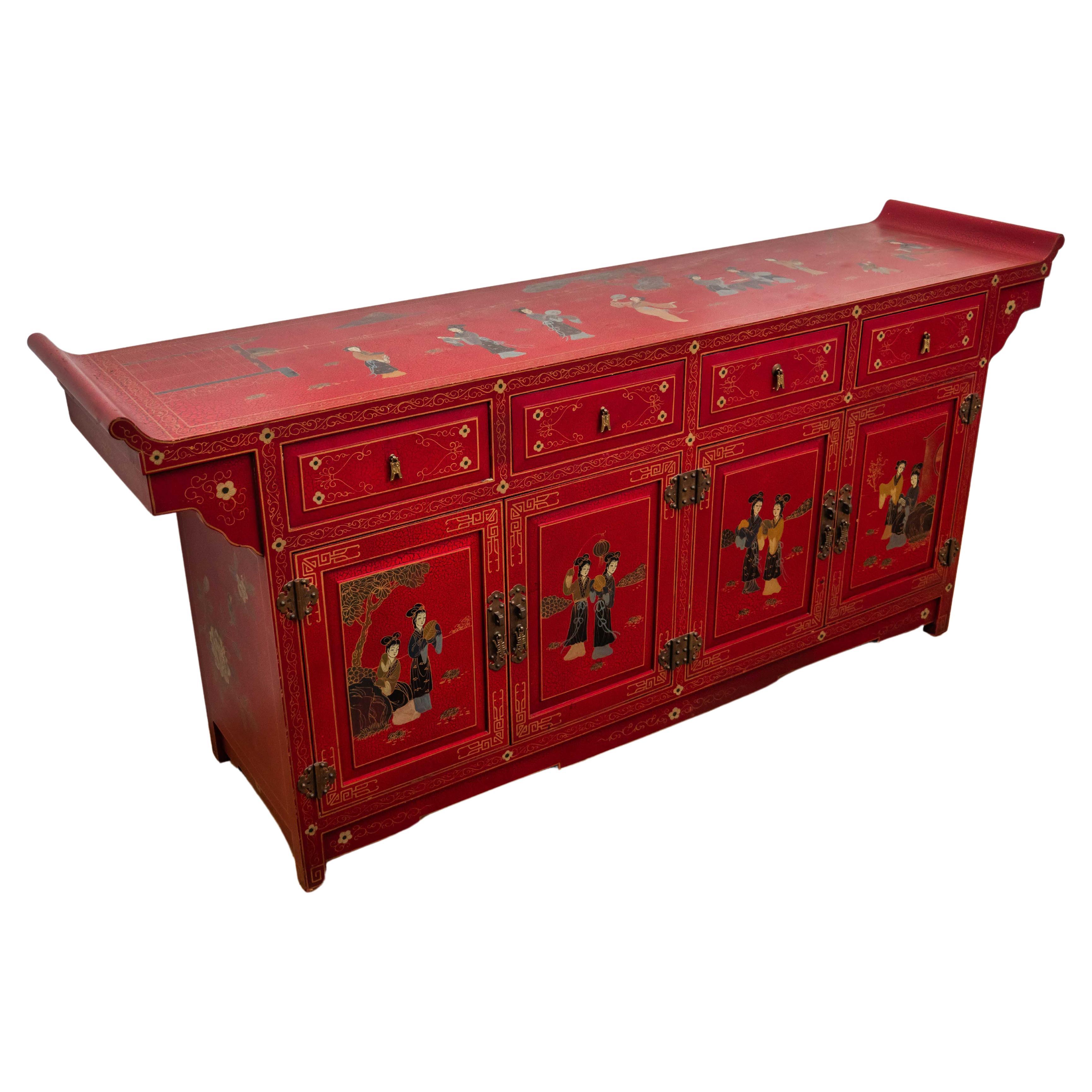 Chinese painted chest of drawers For Sale at 1stDibs