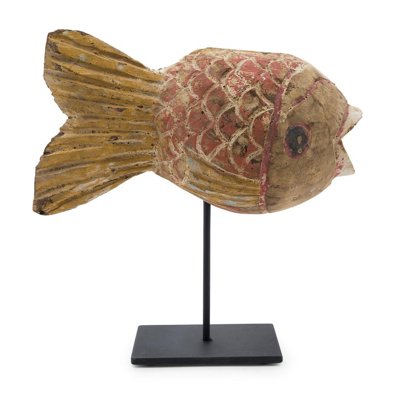Chinese Painted Lucky Fish Sculpture For Sale at 1stDibs