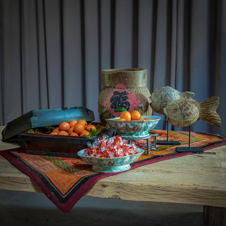 Chinese Painted Lucky Fish Sculpture For Sale at 1stDibs
