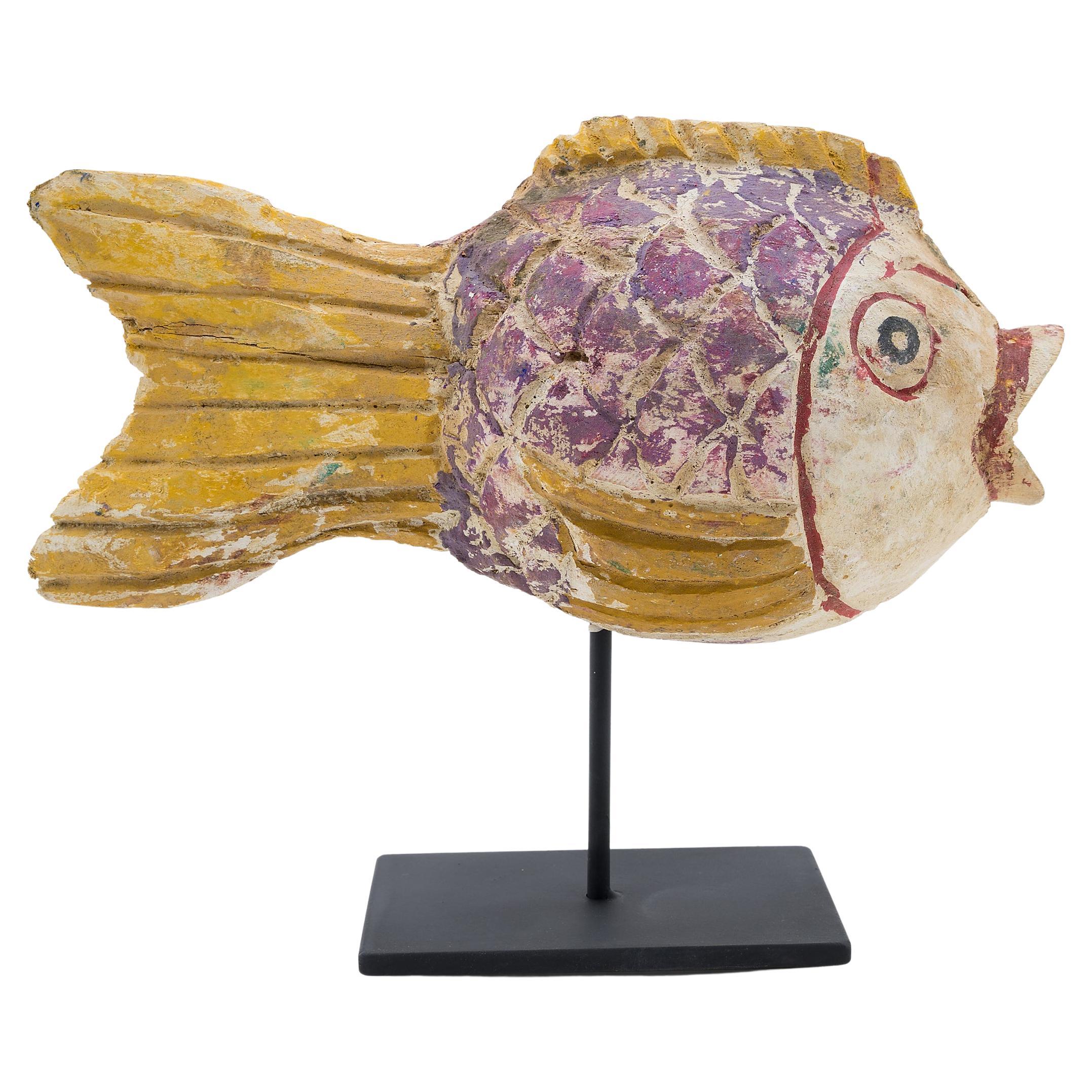 Painted Lucky Fish Sculpture For Sale at 1stDibs