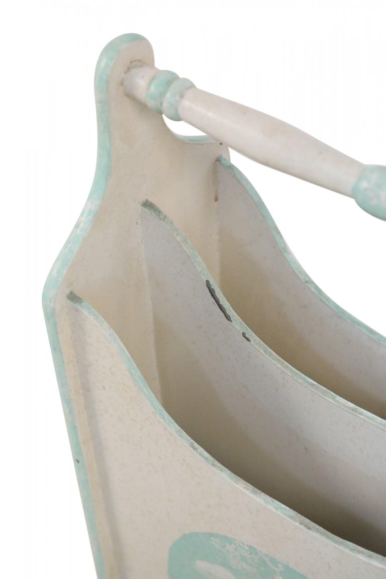 Chinese Painted White Wooden Magazine Rack For Sale at 1stDibs