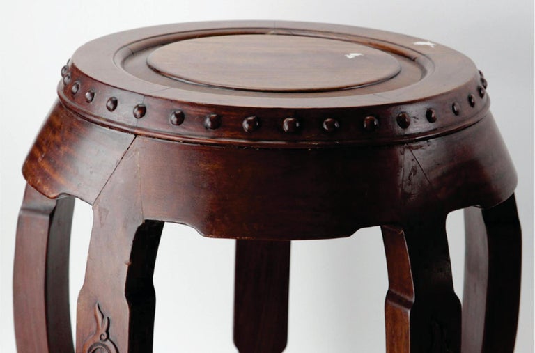 Chinese Pair of Hongmu Wood Stools For Sale at 1stDibs