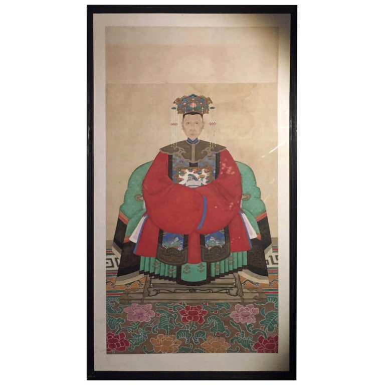 Chinese Patriarch Ancestral Painting on Linen or Silk For Sale at 1stDibs