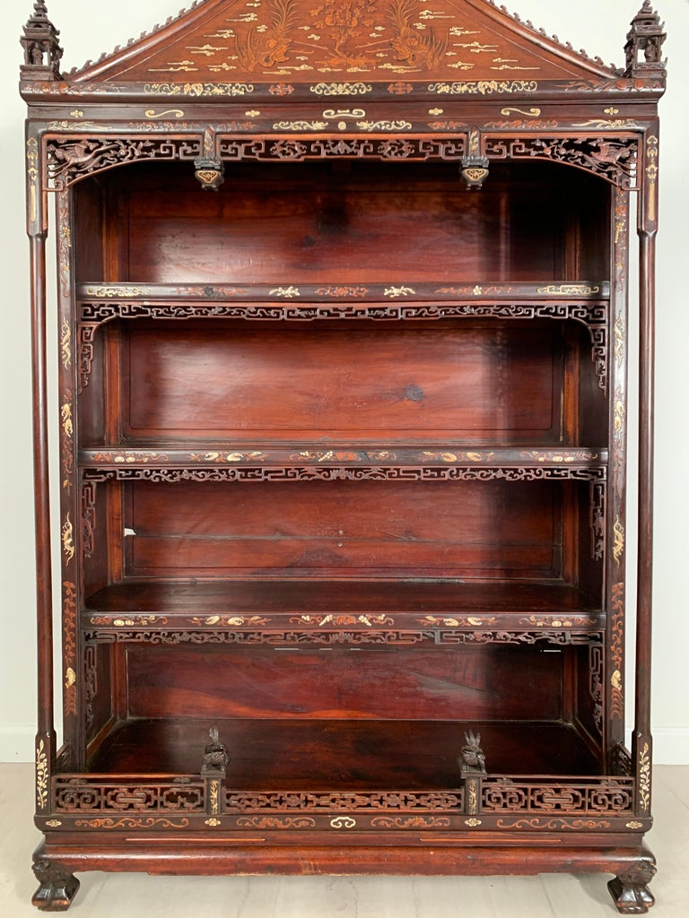 Chinese Peranakan Inlaid Hardwood Pagoda Display Cabinet, Early 20th ...