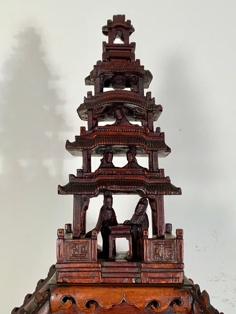 Chinese Peranakan Inlaid Hardwood Pagoda Display Cabinet, Early 20th ...