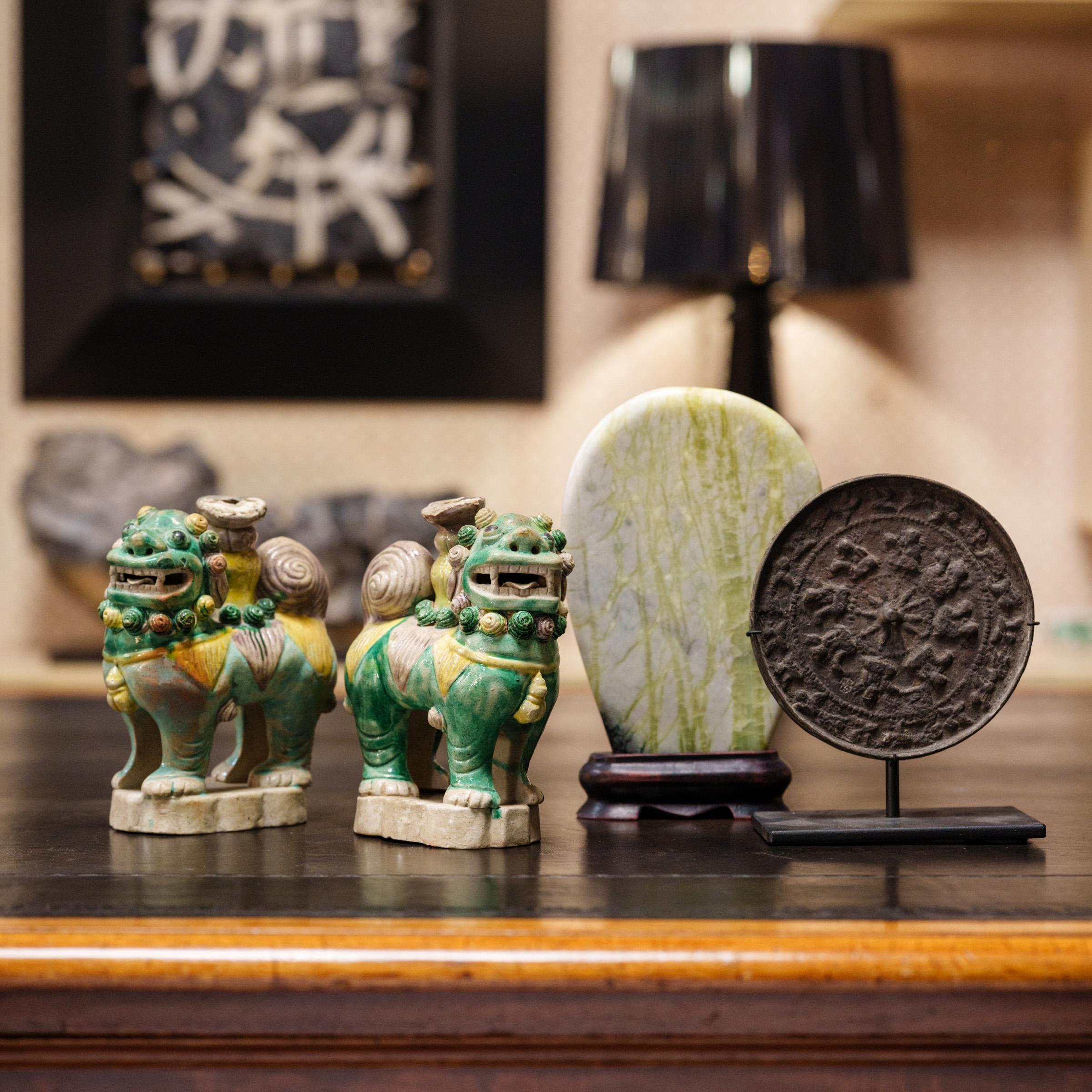Petite Chinese Greenery Meditation Stone For Sale at 1stDibs